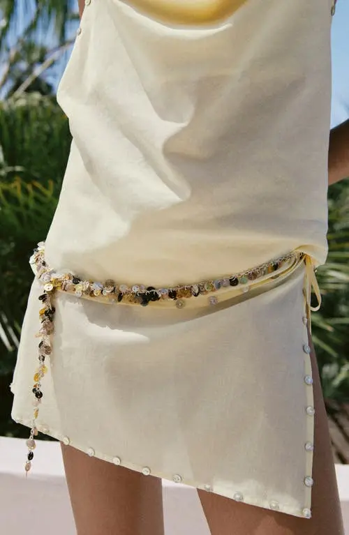 Mango Button Embellished Chain Belt