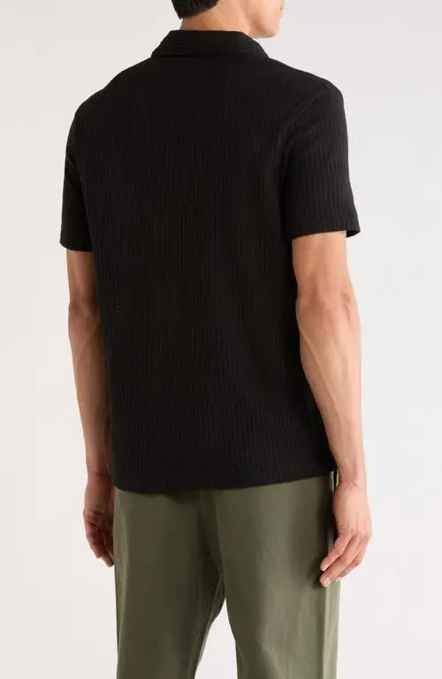 Vince Cotton Blend Pointelle Button-up Shirt - Black