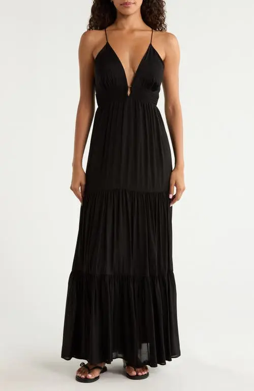 Elan Open Back Maxi Cover-up Dress - Black