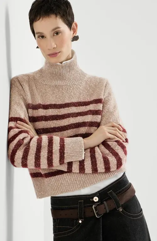Brunello Cucinelli Striped Virgin Wool And Cashmere Turtleneck Sweater