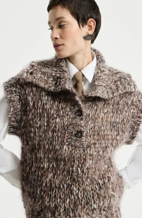 Brunello Cucinelli Malfilé Mohair Turtleneck Sweater Vest