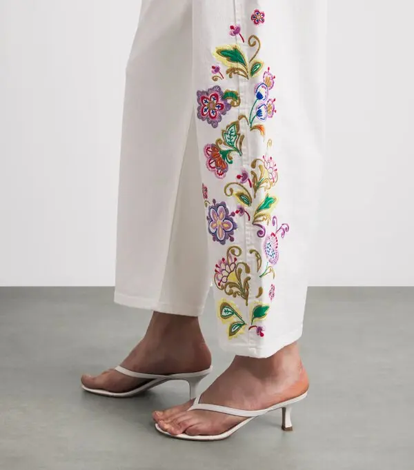 Cinq À Sept Hayden Straight Leg Jeans With Floral Embroidery