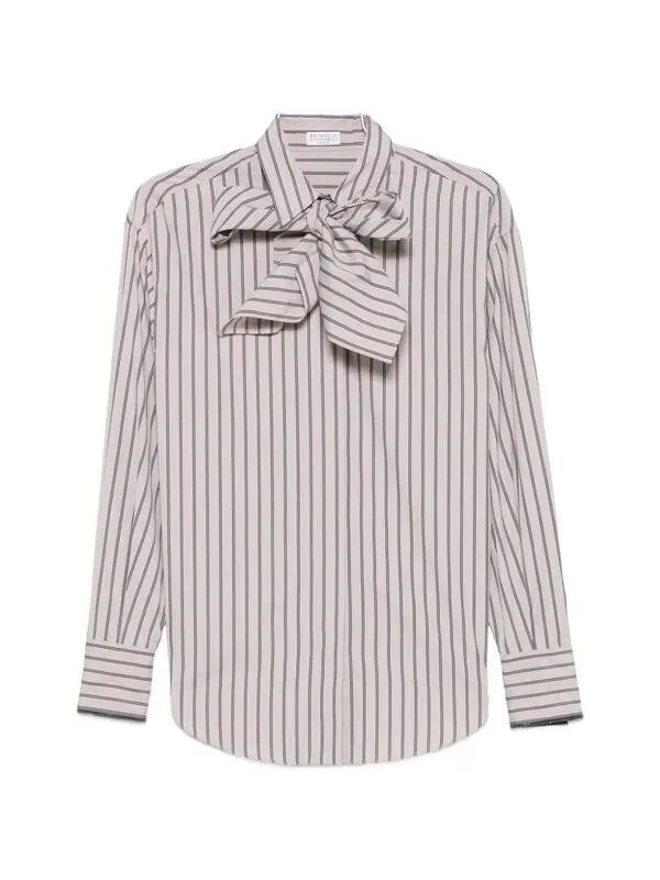 Brunello Cucinelli Striped Cotton Shirt - Beige