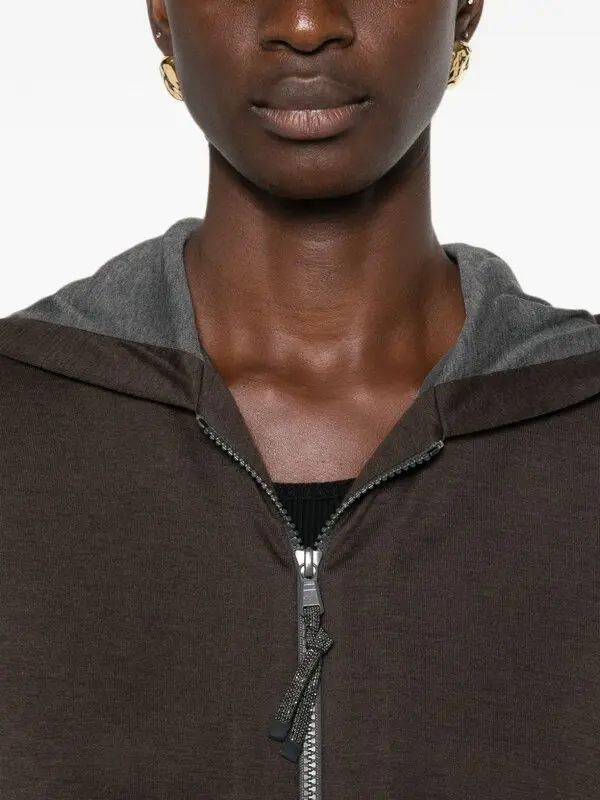 Brunello Cucinelli Cotton And Silk Hooded Cardigan - Brown