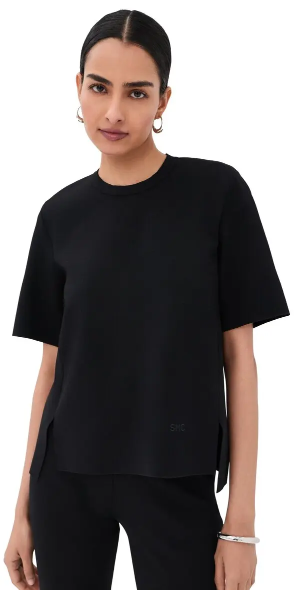 Stella McCartney Compact Knit Crew Neck Top - Black