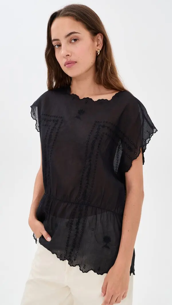 The Great. The Scalloped Eyelet Tunic