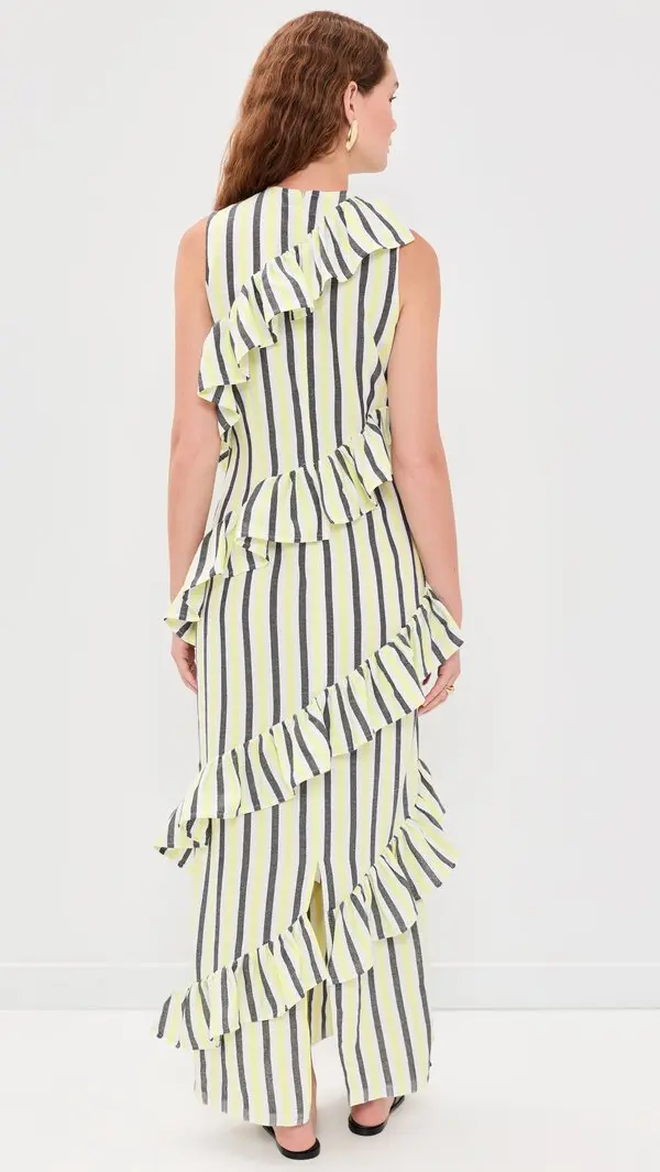 MARRAKSHI LIFE Spiral Ruffle Stripe Maxi Dress