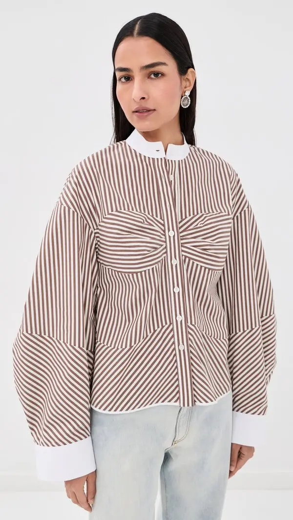 KIKA VARGAS Rigoberta Striped Poplin Shirt