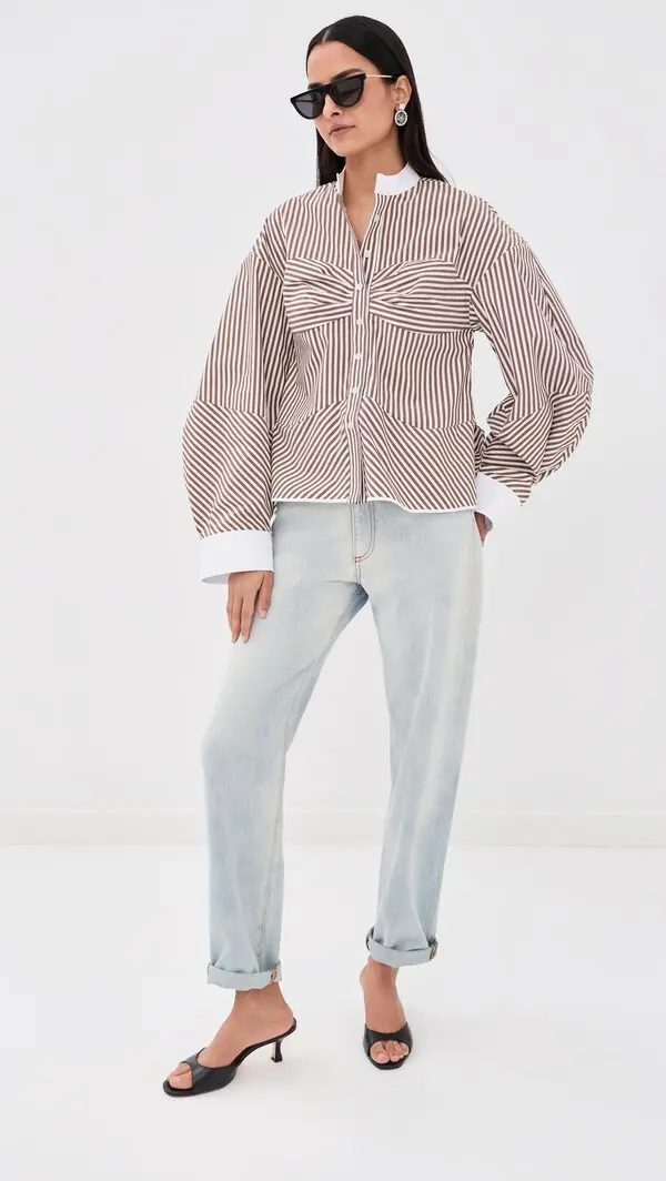 KIKA VARGAS Rigoberta Striped Poplin Shirt