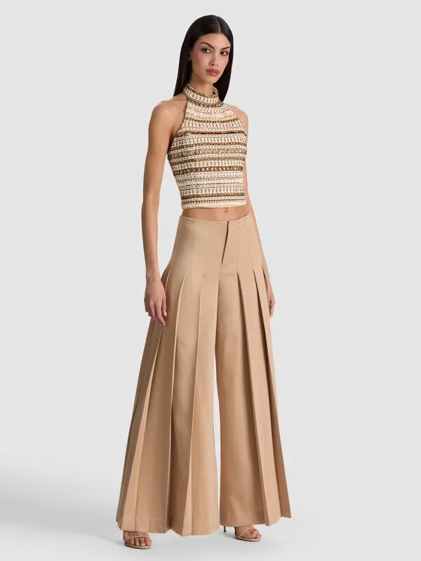 Alice + Olivia Gatz Linen Embellished Top