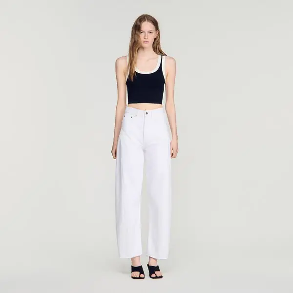 Sandro Two-tone Cropped Knit Top