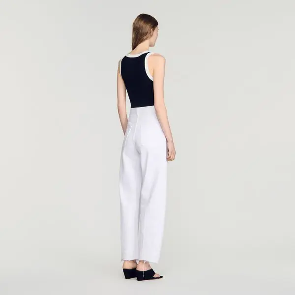 Sandro Two-tone Cropped Knit Top