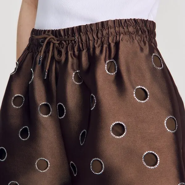 Sandro Distressed Rhinestone Shorts