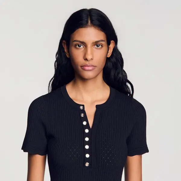 Sandro Ribbed Knit Midi Dress