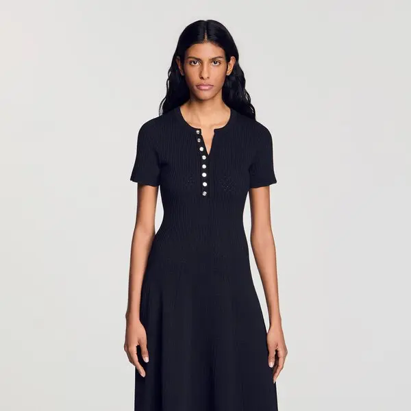 Sandro Ribbed Knit Midi Dress