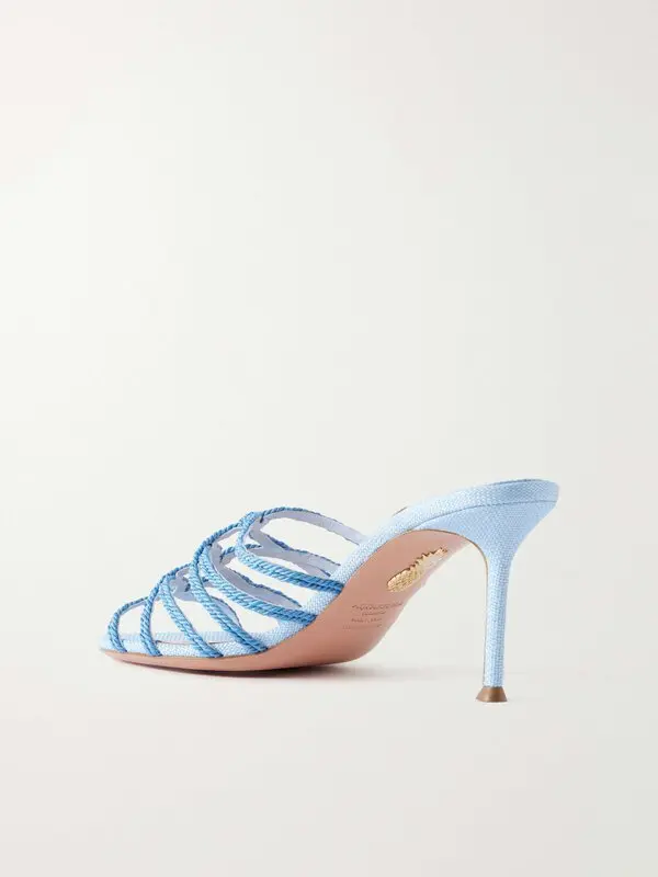 AQUAZZURA Rope 75 Raffia-trimmed Cord Mules