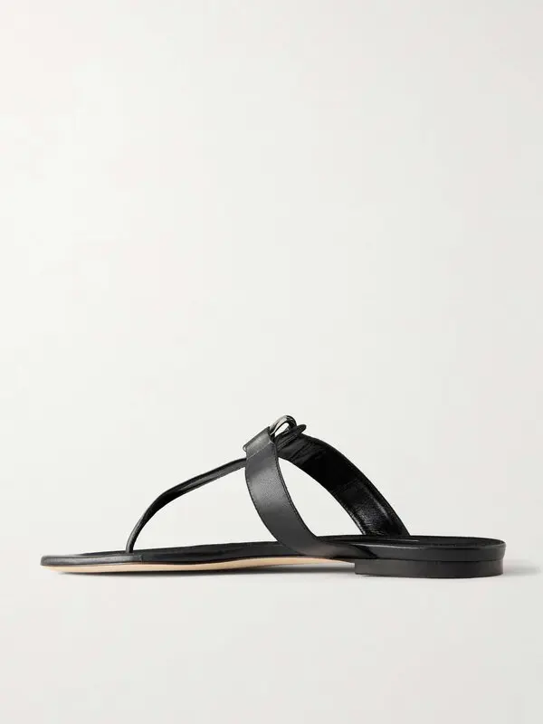 Manolo Blahnik Mionasan Embellished Leather Thong Sandals