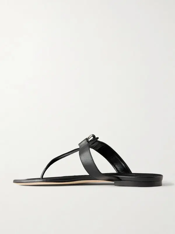 Manolo Blahnik Mionasan Embellished Leather Thong Sandals