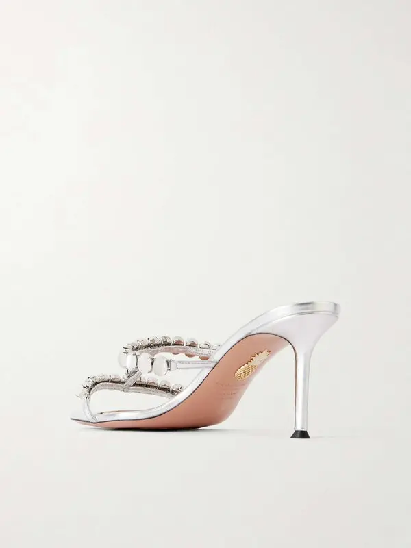 AQUAZZURA Mystic Stone 75 Embellished Mules