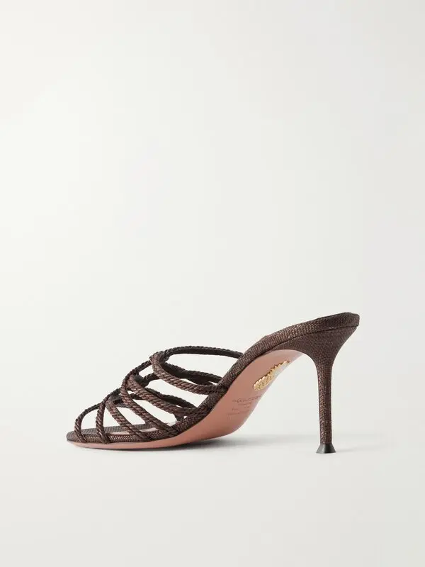 AQUAZZURA Luna Rope 75 Raffia-trimmed Cord Mules