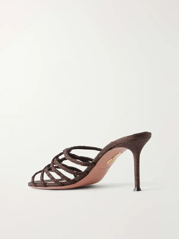 AQUAZZURA Luna Rope 75 Raffia-trimmed Cord Mules
