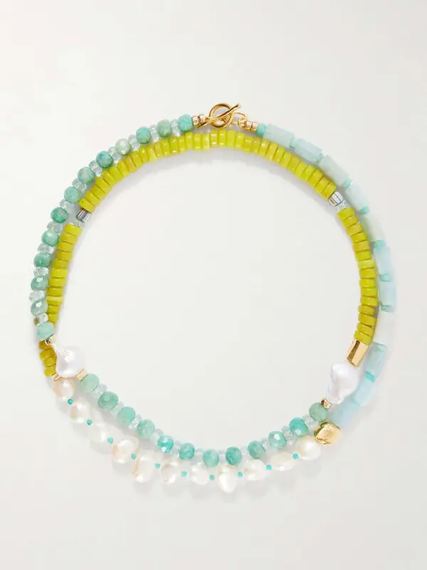 LIZZIE FORTUNATO Cabana Gold-plated -stone, Glass And Pearl Beaded Necklace - Multi