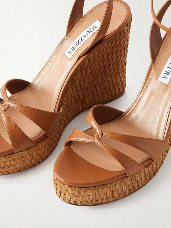 AQUAZZURA You And I 110 Leather Wedge Sandals