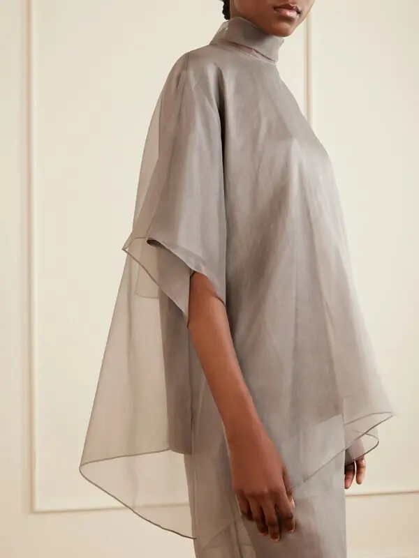 Brandon Maxwell The Cali Tie-detailed Layered Silk-organza Blouse