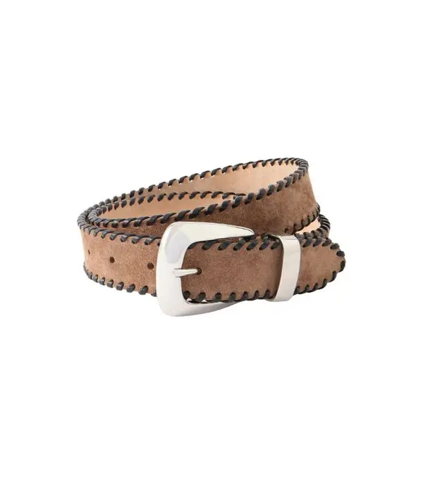 Khaite Benny Suede Belt With Leather Trim - Neutrals