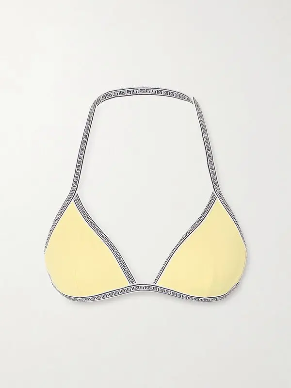 Versace Greca-printed Triangle Bikini Top - Yellow