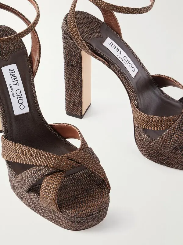 JIMMY CHOO Kove 120 Raffia Platform Sandals