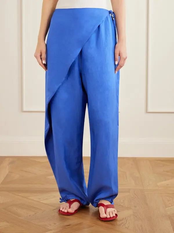 Polo Ralph Lauren Tie-detailed Woven Balloon Pants - Blue