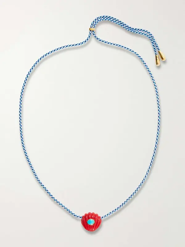 LIZZIE FORTUNATO Kai Gold-plated Resin, Turquoise And Chord Necklace - Azure