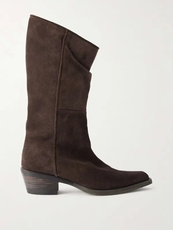 Khaite Clive Suede Knee Boots - Brown