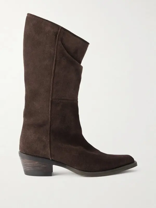 Khaite Clive Suede Knee High Boots - Brown