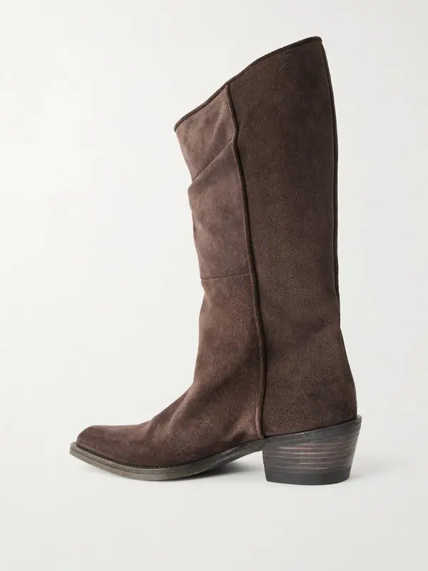 Khaite Clive Suede Knee High Boots - Brown