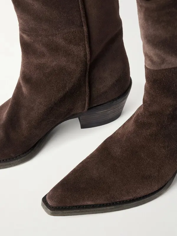 Khaite Clive Suede Knee High Boots - Brown