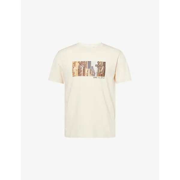 Gant Graphic- Print Crewneck Cotton T-shirt Xxl - Cream