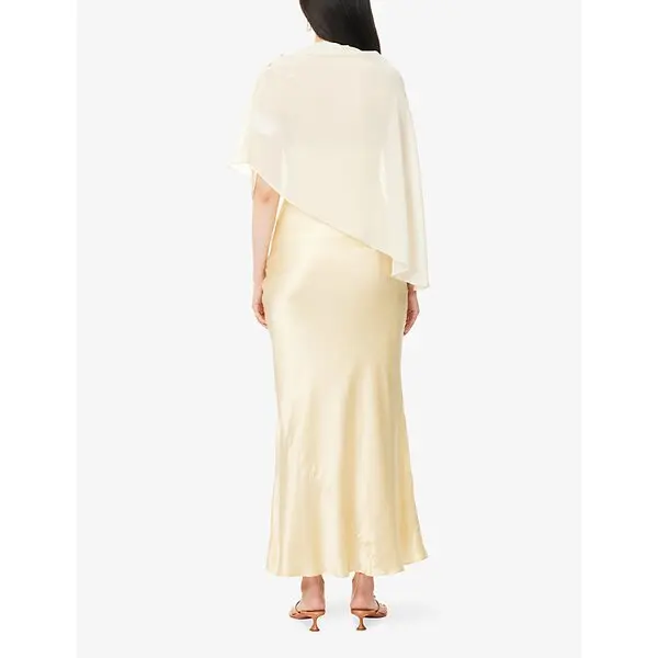 reformation sheer dress Reformation Lilibeth Sheer-Cape Silk Midi Dress - Black