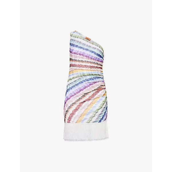 Missoni Asymmetric Fringed Knitted Mini Cover-up