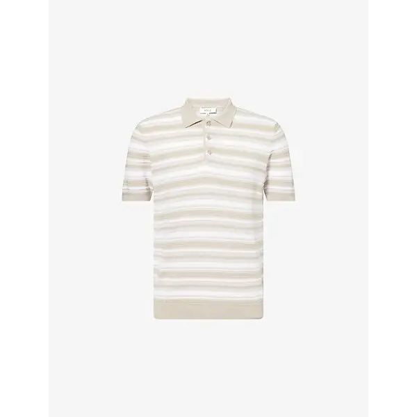 ARNE Bellano Short-sleeve Cotton Knitted Polo Shirt - Stone