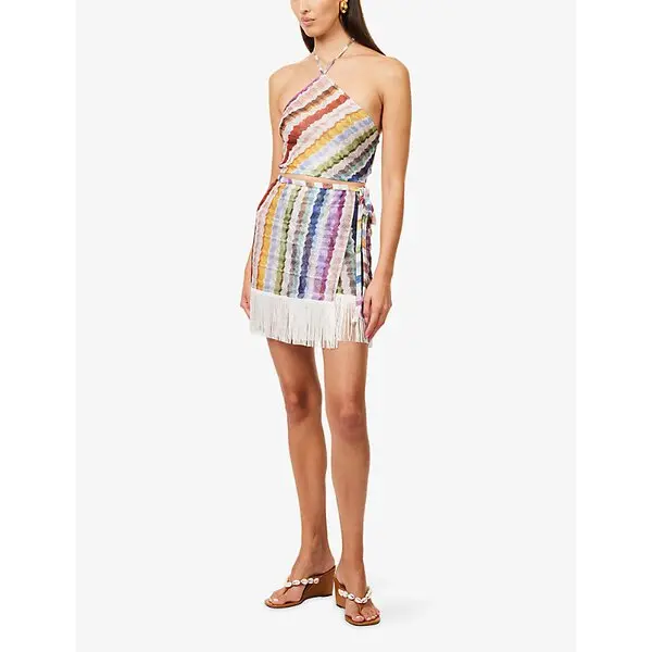 Missoni Fringed Wrap-round Knitted Mini Skirt
