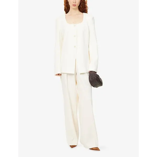 Paige Edina Scoop-neck Woven Blazer