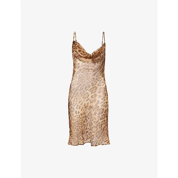 RAT AND BOA Valentina Leopard Silk Mini Dress