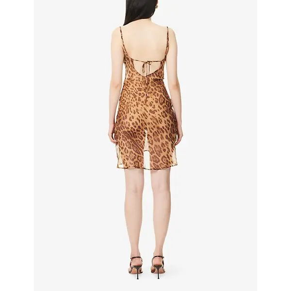 RAT AND BOA Valentina Leopard Silk Mini Dress