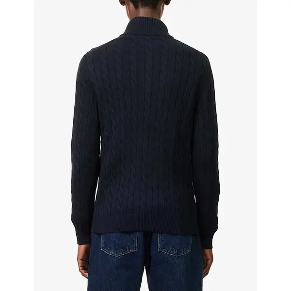 Gant Logo-embroidered Cable Half-zip Cotton Jumper