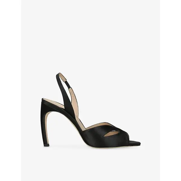 Victoria Beckham Harlow Mask Halter Back 100 Satin Heeled Sandals - Black
