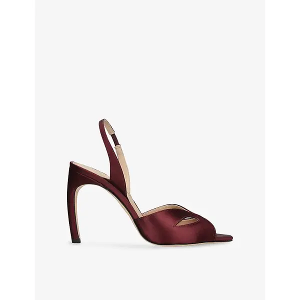 Victoria Beckham Harlow Mask Halter Back 100 Satin Heeled Sandals - Wine