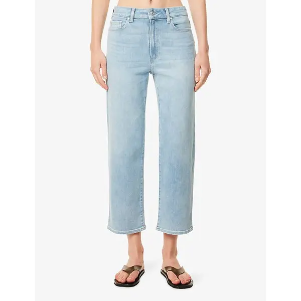 Paige Stevie Crop High-rise Straight Leg Cotton Denim Jeans