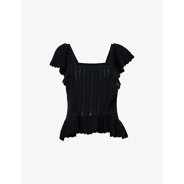 Paige Kai Square-neckline Cotton And Silk Blend Top - Black